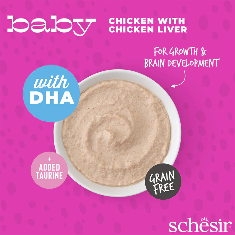 Schesir Baby Kitten Pouch Chicken with Chicken Liver In Mousse 70g | Pet Arabia
